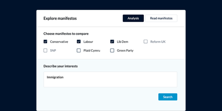 Election hub: Compare UK party manifestos on any issue - PolicyMogul